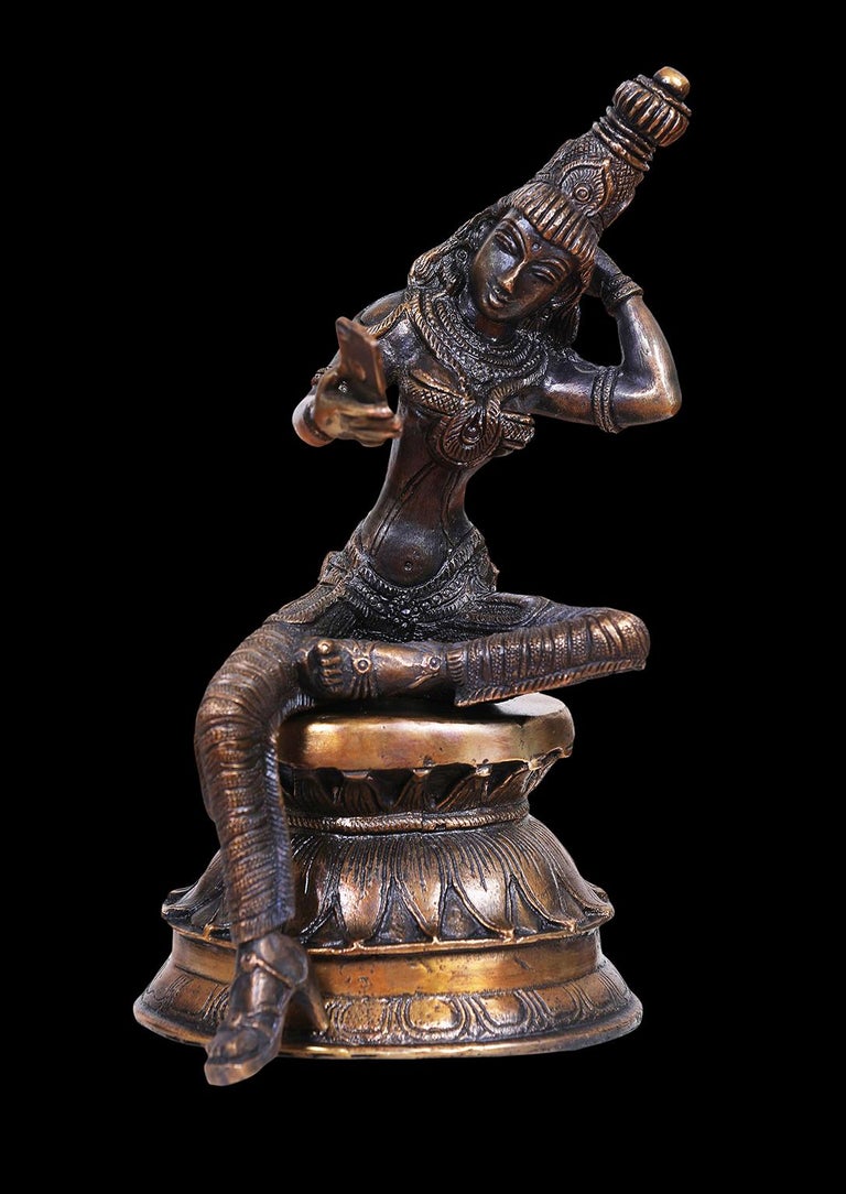 Siri Devi Khandavilli - "Selfie Queens 1" bronze figurative sculpture with cell phone For Sale ...