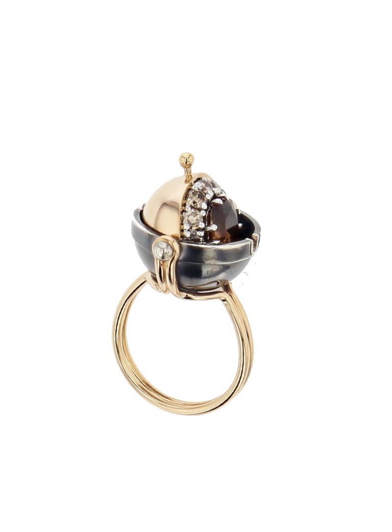 Golden Ceylon Sapphire Diamond Sirius Sphere Ring in 18k yellow gold by ...