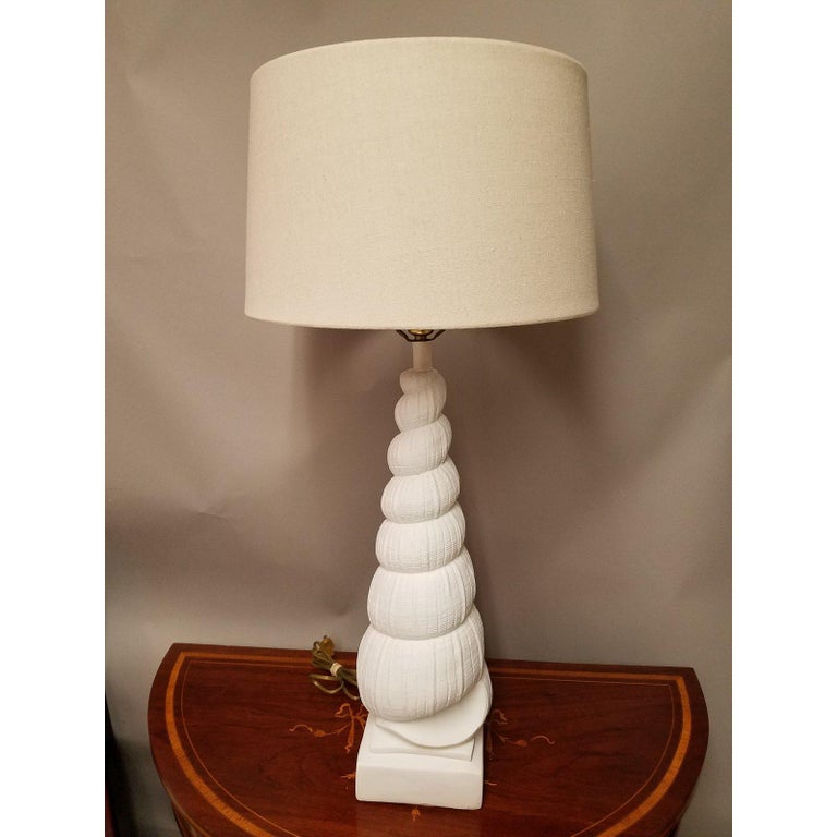 Sirmos Midcentury Coastal Chic Plaster Auger Shell Table Lamp For Sale ...