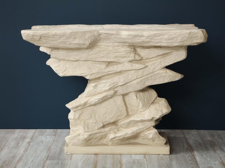 Sirmos Midcentury White Plaster Console Table after Emilio Terry For ...