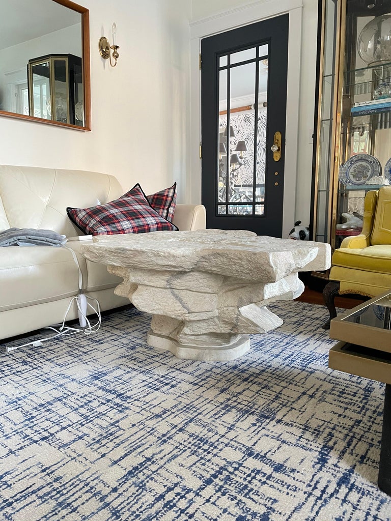 Sirmos Stacked Stone Plaster Coffee Table in the Manner of Emilio Terry ...