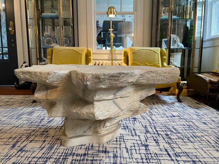 Sirmos Stacked Stone Plaster Coffee Table in the Manner of Emilio Terry ...
