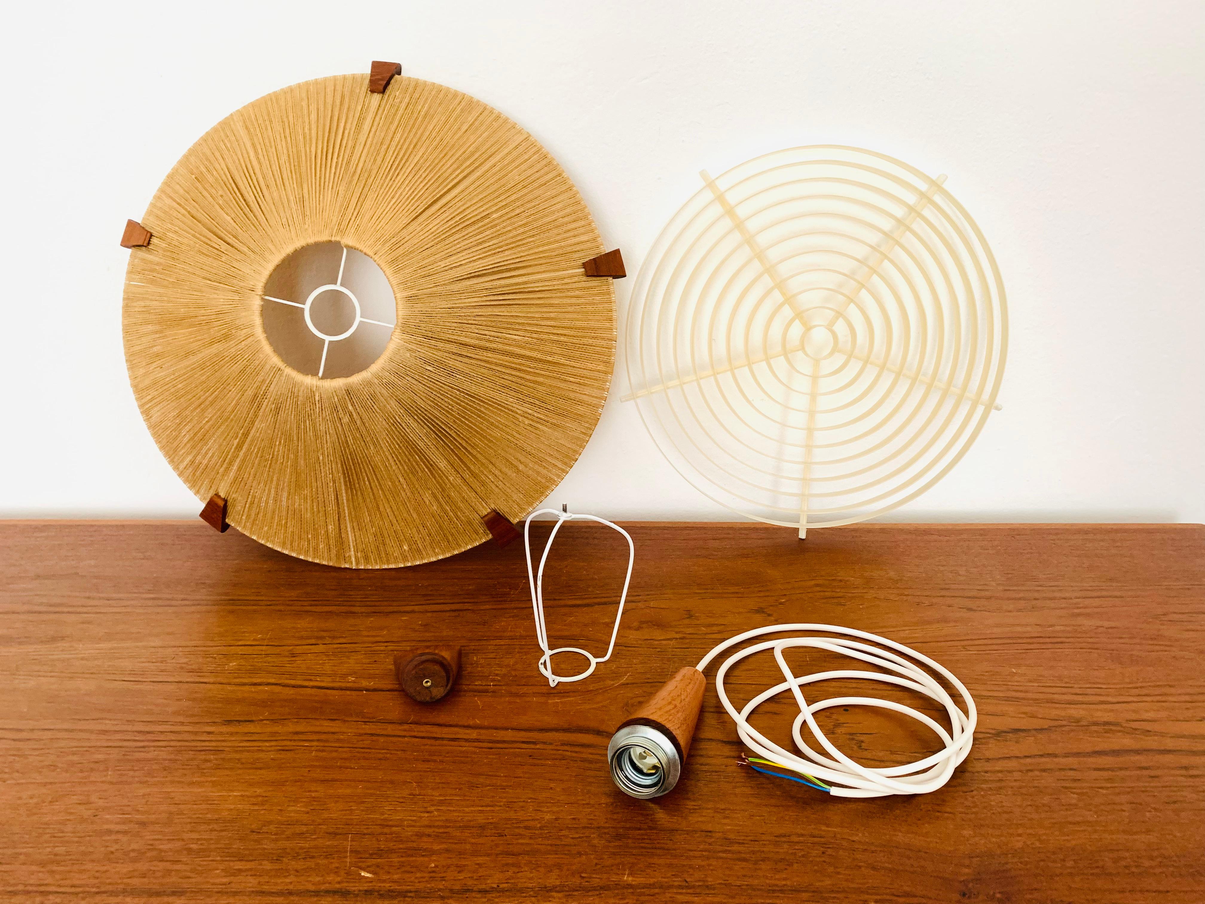 Sisal and Teak Pendant Lamp by Temde For Sale at 1stDibs