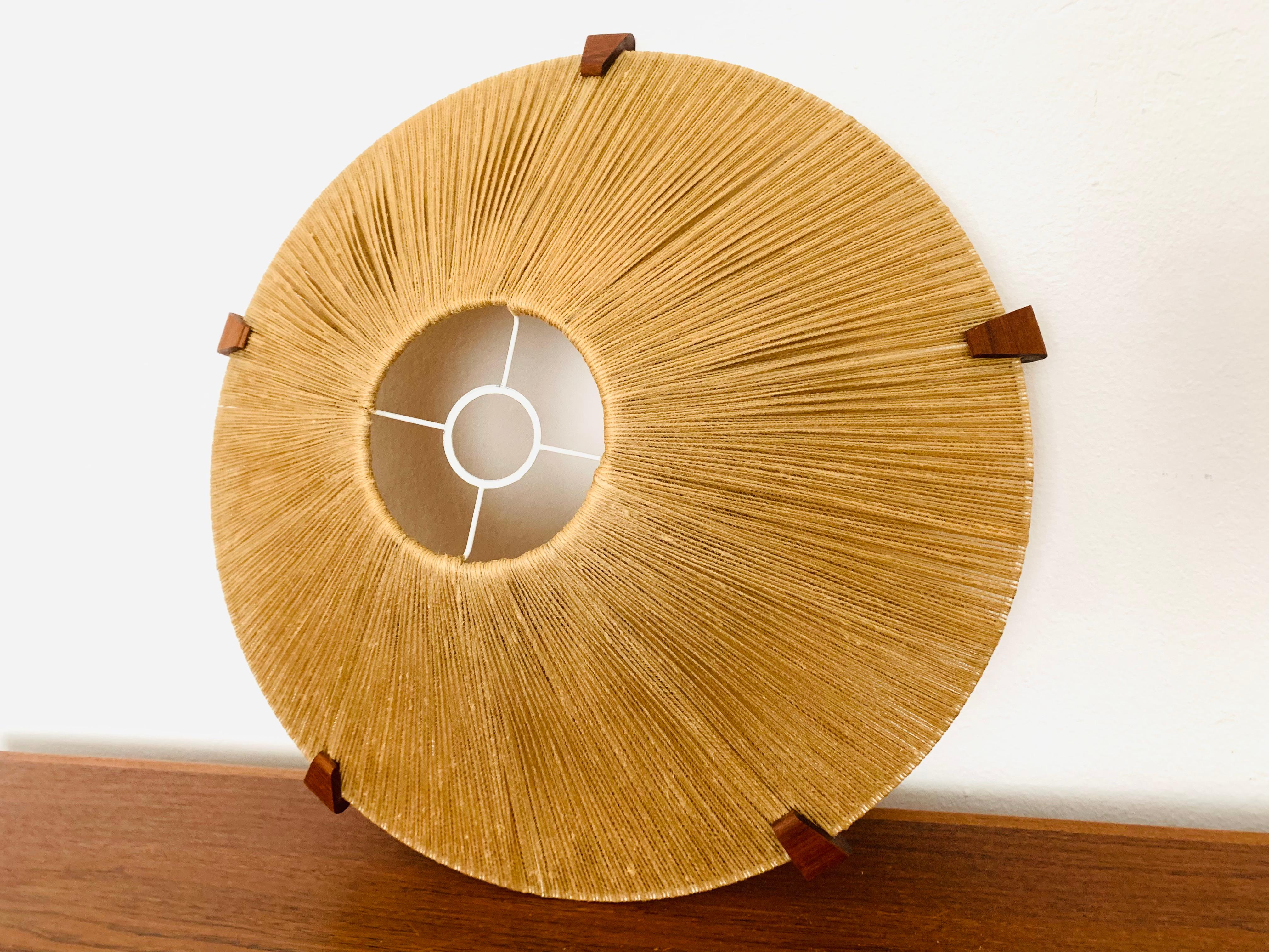 Sisal and Teak Pendant Lamp by Temde For Sale at 1stDibs