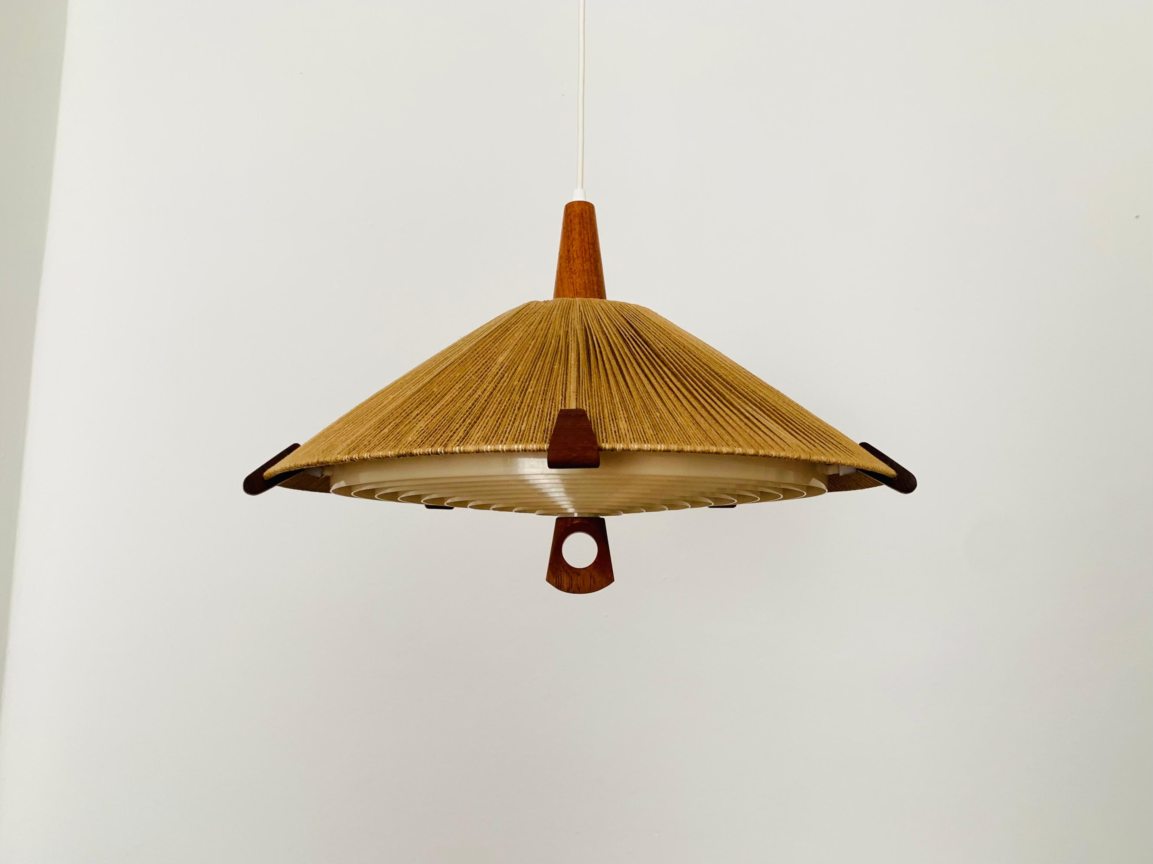 Sisal and Teak Pendant Lamp by Temde For Sale at 1stDibs