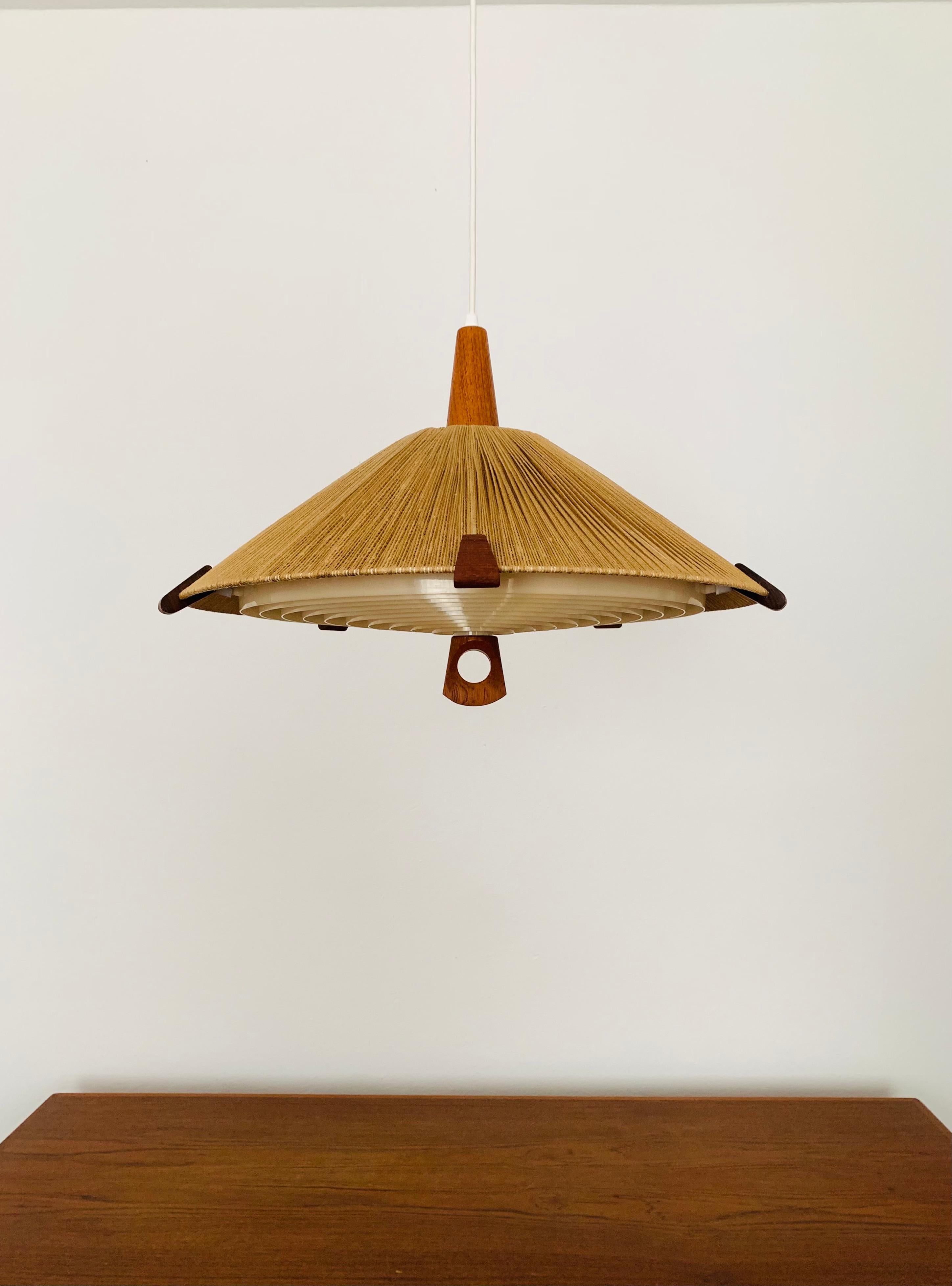 Sisal and Teak Pendant Lamp by Temde For Sale at 1stDibs