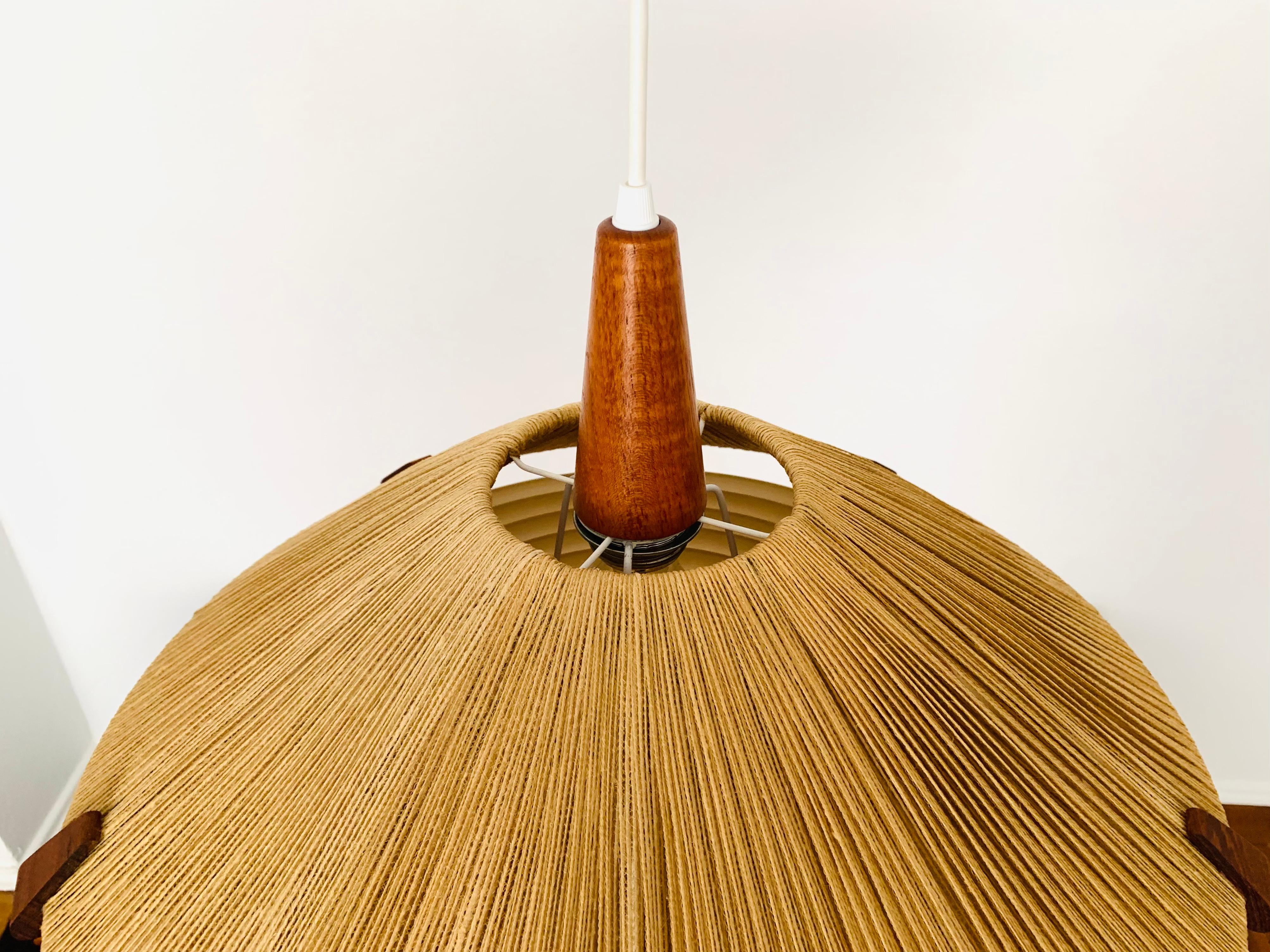 Sisal and Teak Pendant Lamp by Temde For Sale at 1stDibs