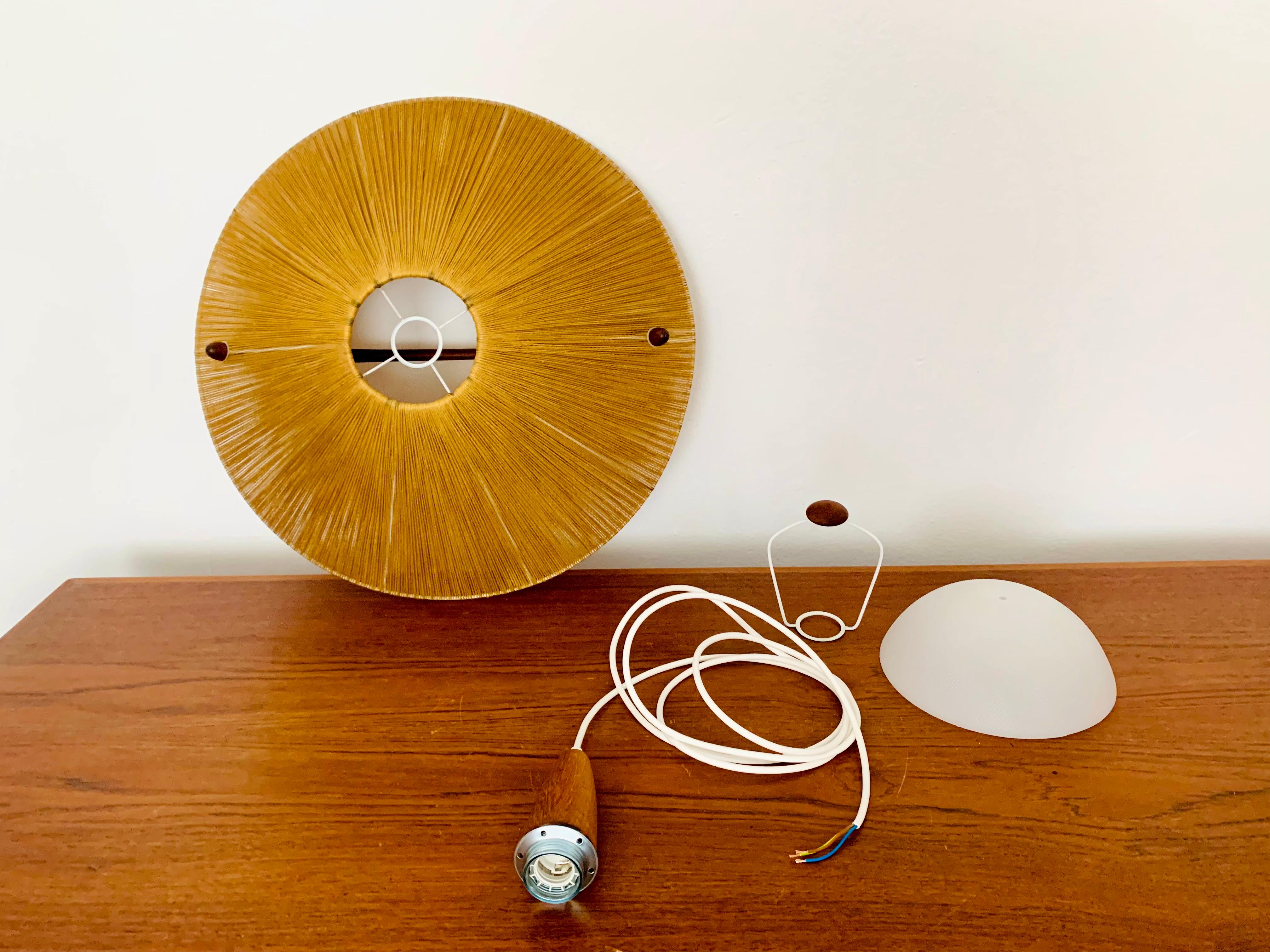 Sisal and teak pendant lamp from Temde For Sale at 1stDibs