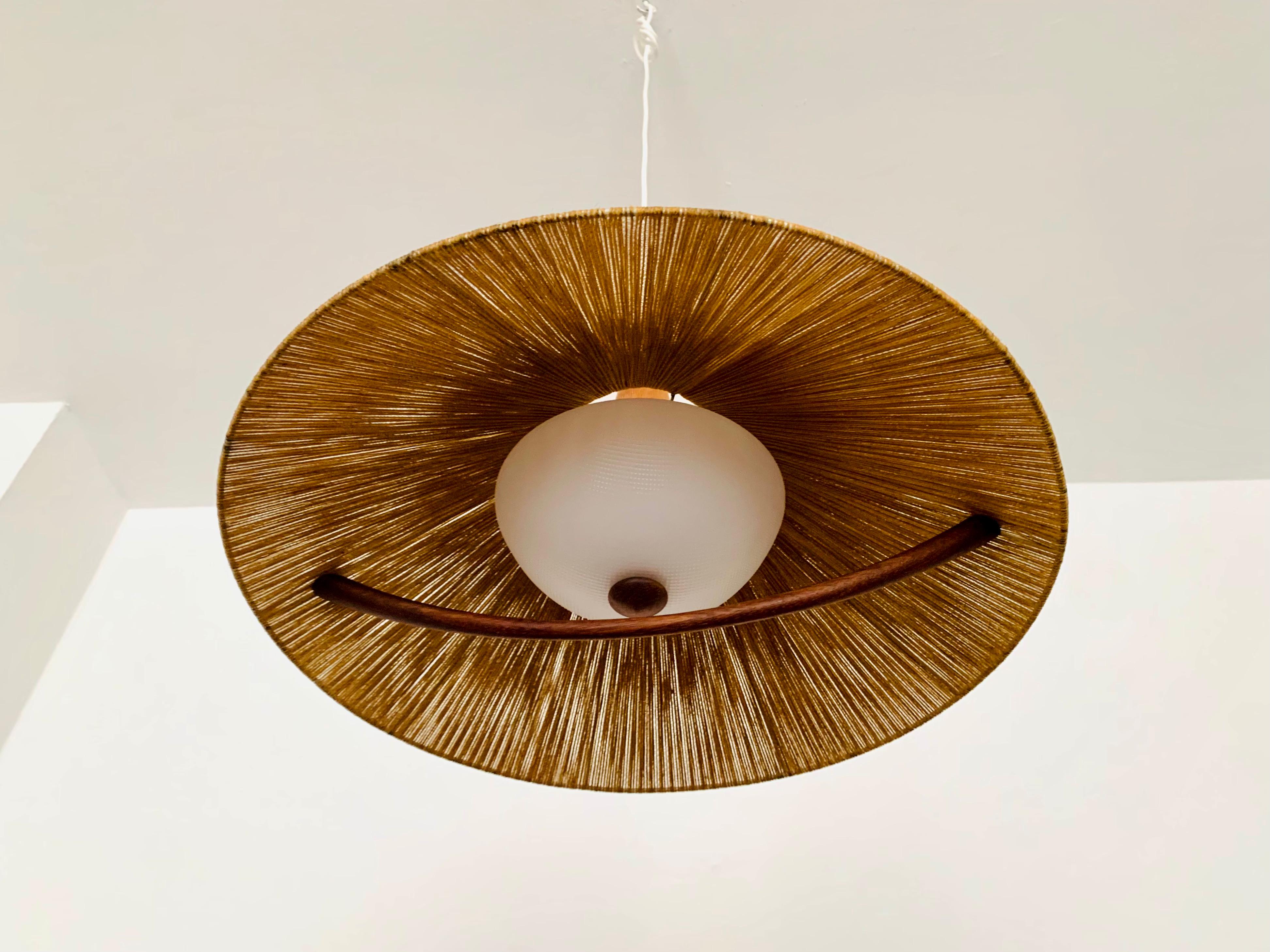 Sisal and teak pendant lamp from Temde For Sale at 1stDibs
