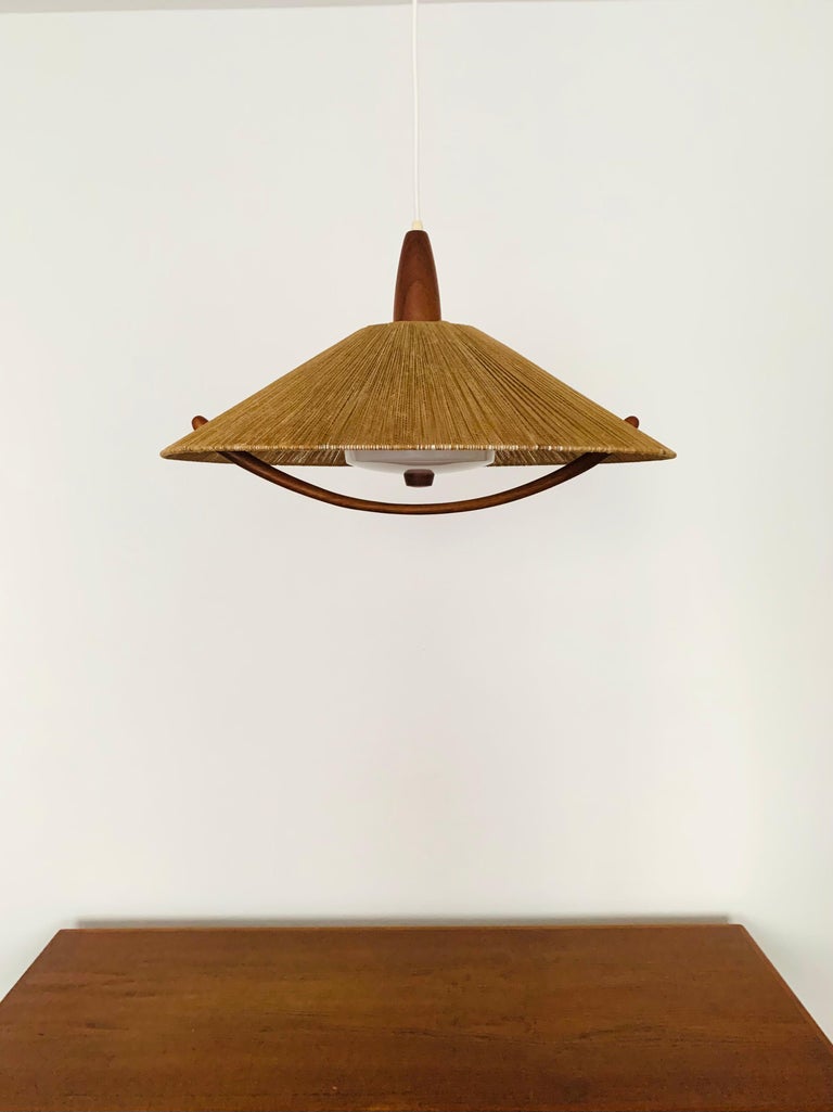 Sisal and Teak Pendant Lamp from Temde For Sale at 1stDibs