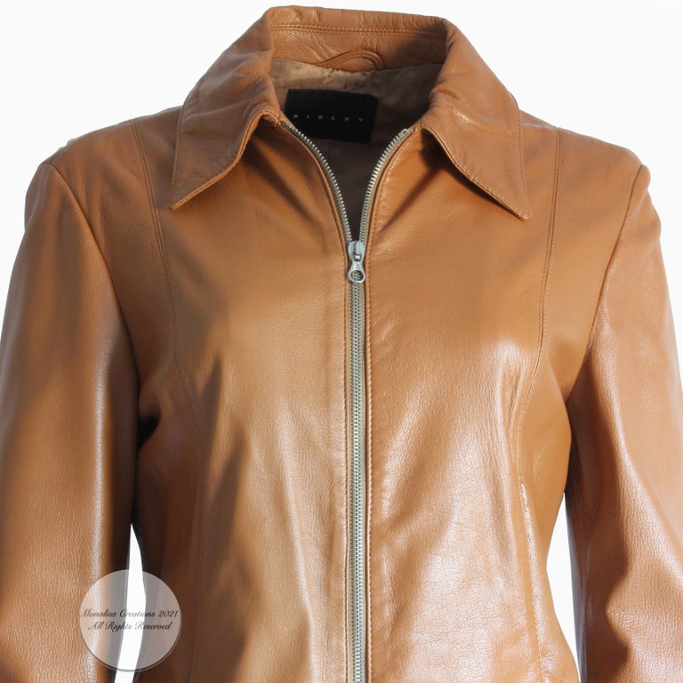 Sisley Italy Jacket Cropped Ladies Buttery Tan Leather Size 44 For Sale ...