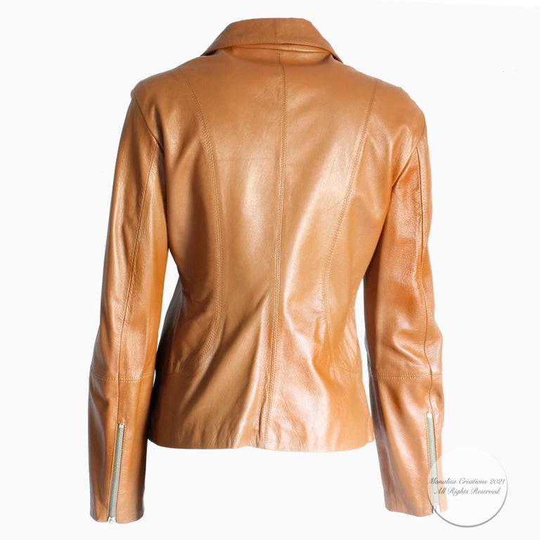 Sisley Italy Jacket Cropped Ladies Buttery Tan Leather Size 44 For Sale ...