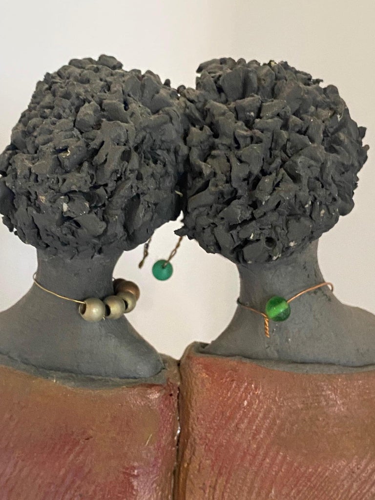 "Sisters" Two Women Ceramic Sculpture For Sale at 1stDibs