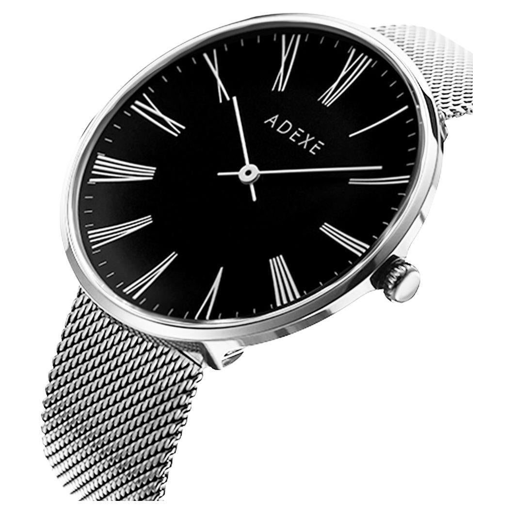 Sistine Silver 40mm Mesh Band Quartz Watch (Complimentary extra straps ...