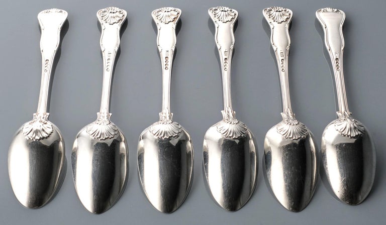 Six Heavy 19th C. Sterling Silver Kings Pattern Table Spoons / Serving ...