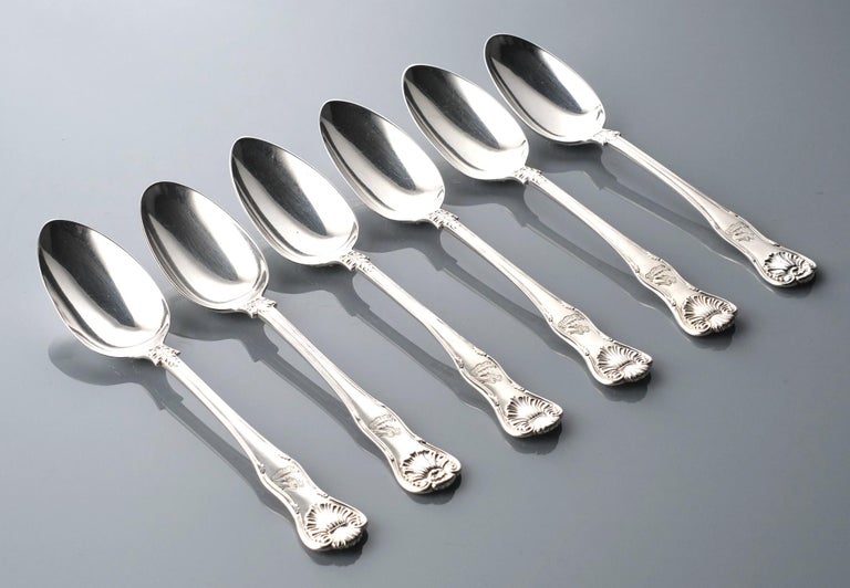 Six Heavy 19th C. Sterling Silver Kings Pattern Table Spoons / Serving ...