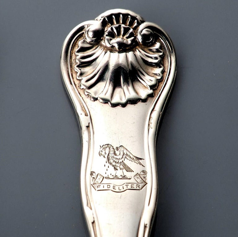 Six Heavy 19th C. Sterling Silver Kings Pattern Table Spoons / Serving ...