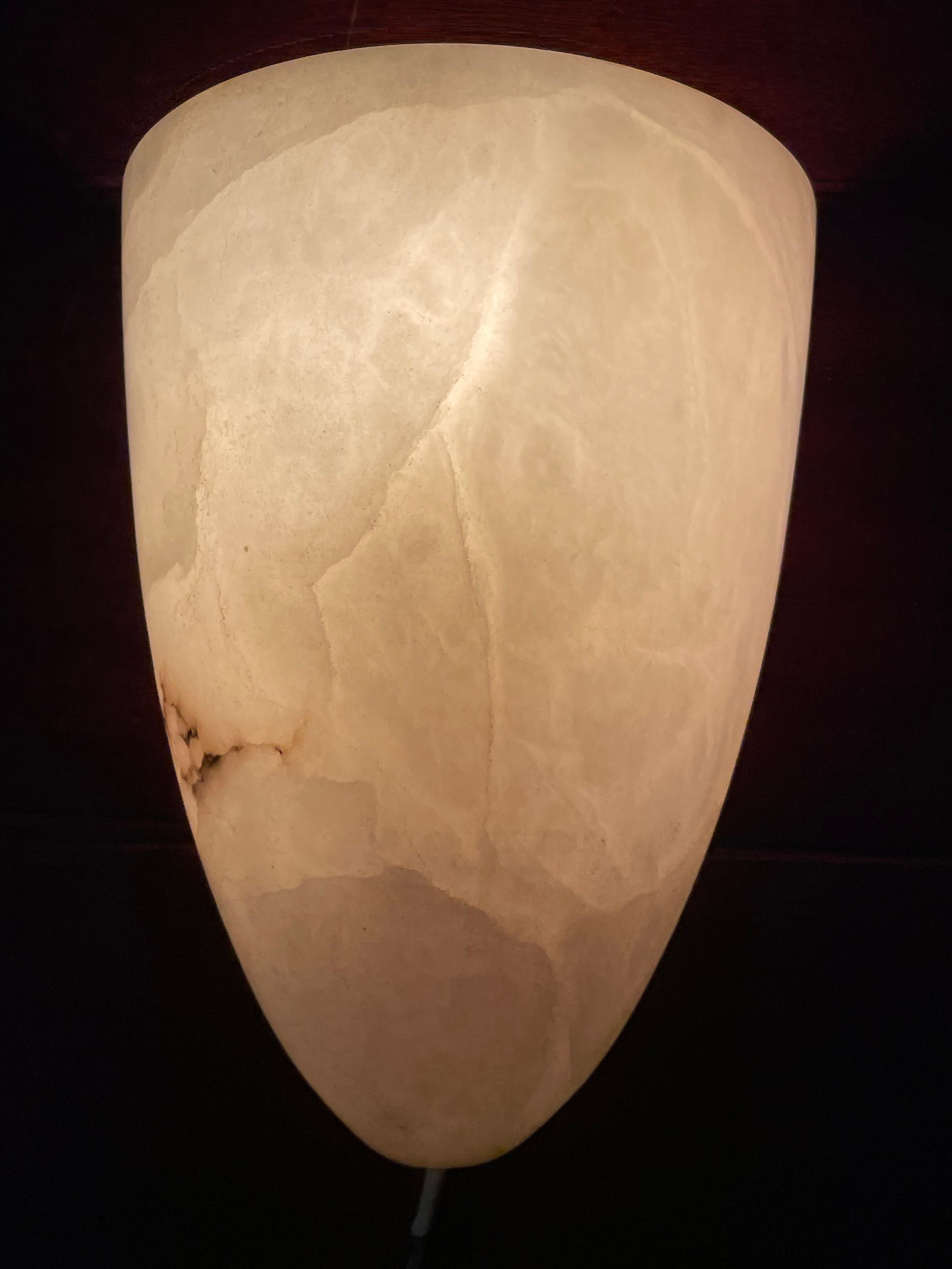 Six (6) Art Deco Style Cocoon Shape Midcentury Modern Era Alabaster ...