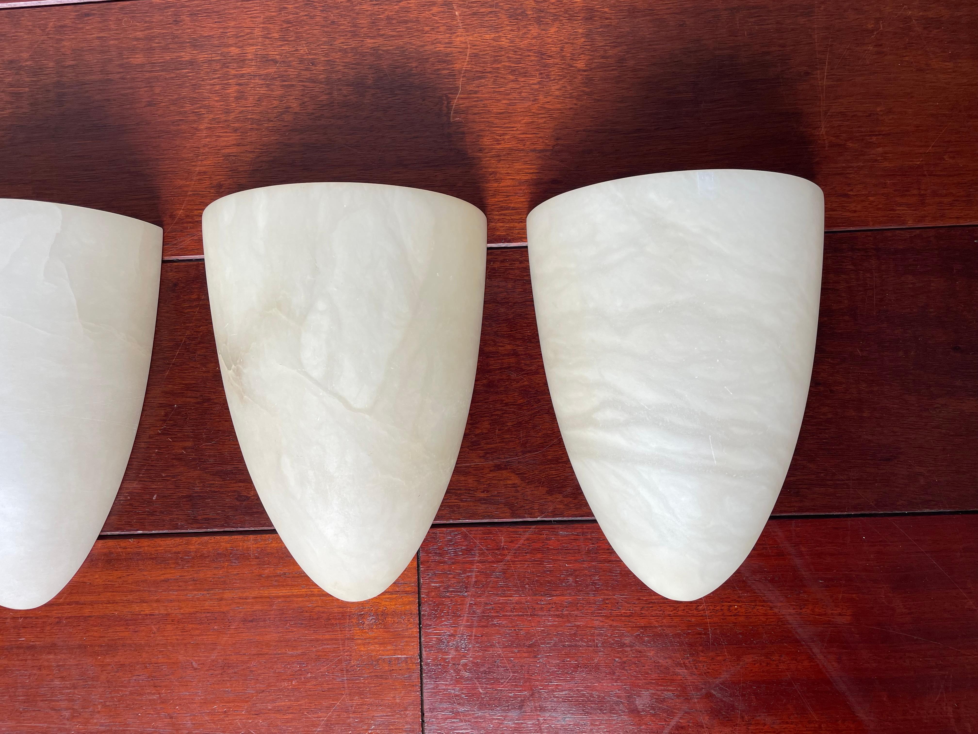 Six (6) Art Deco Style Cocoon Shape Midcentury Modern Era Alabaster ...