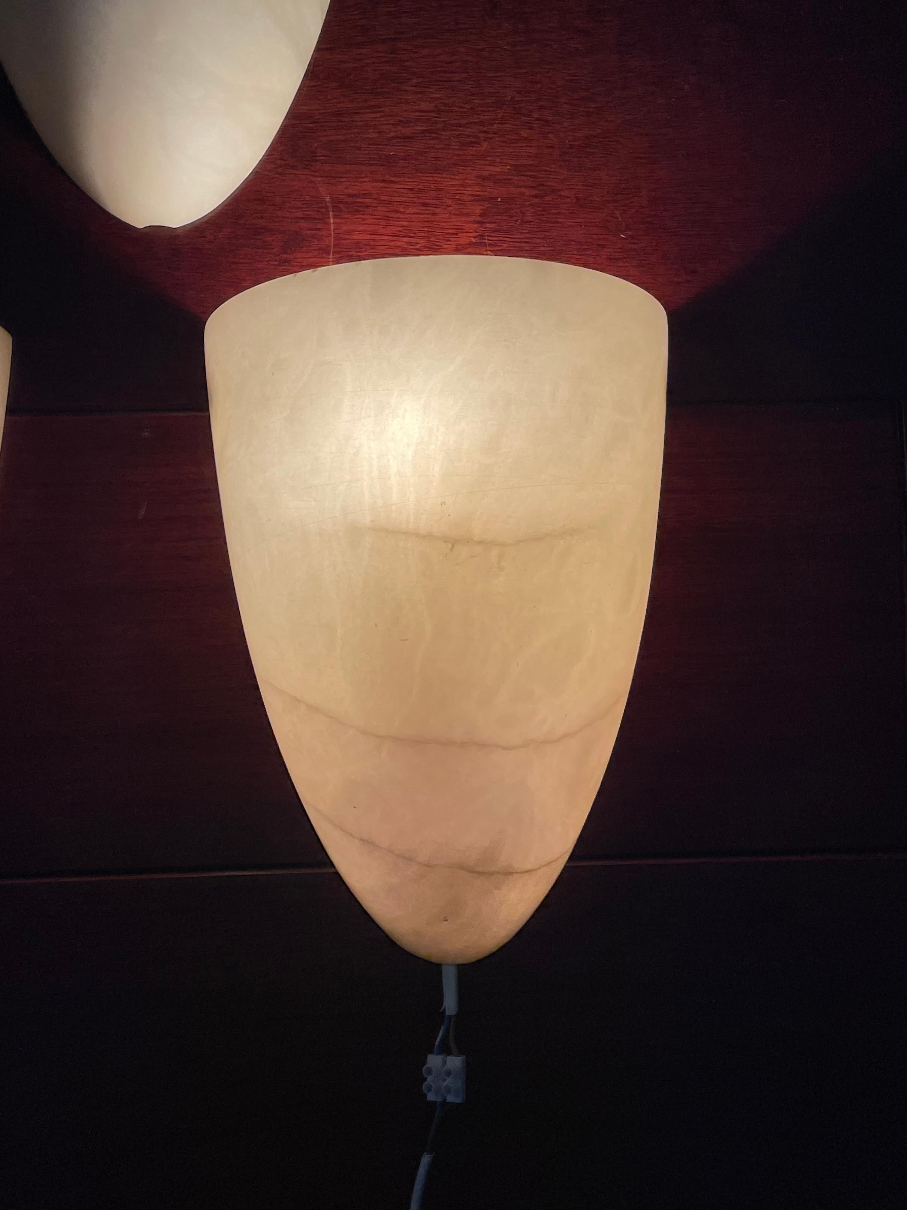 Six (6) Art Deco Style Cocoon Shape Midcentury Modern Era Alabaster ...