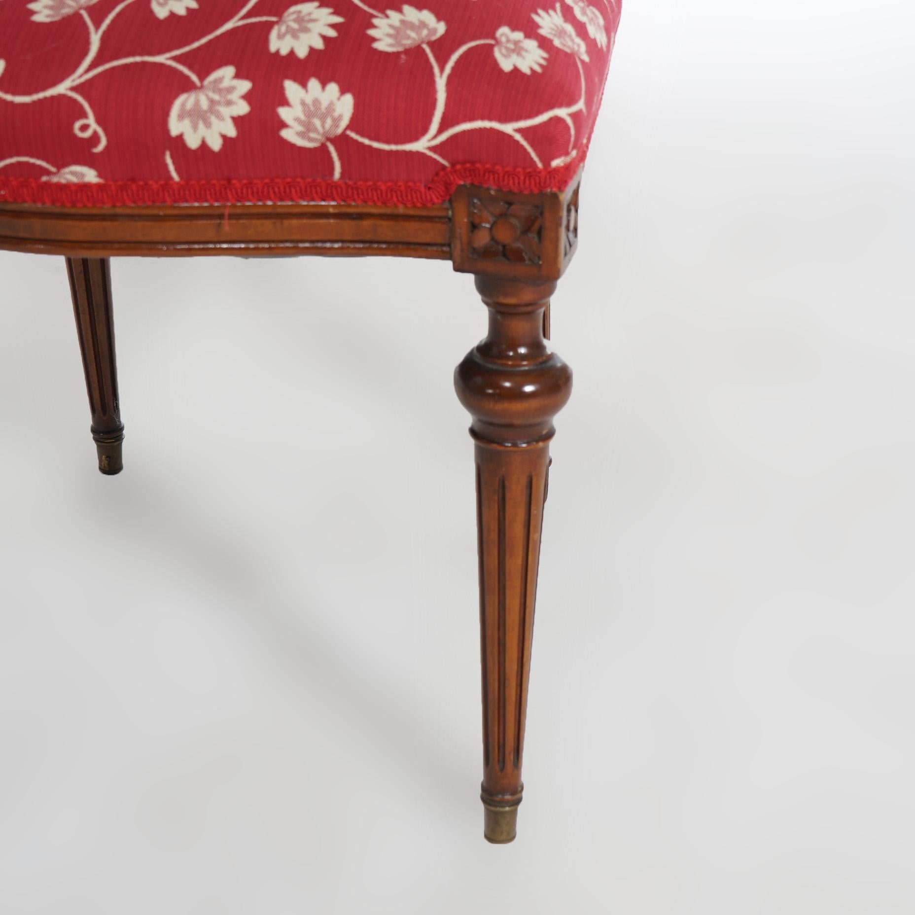 Six Antique French Louis XVI Style Walnut Upholstered Dining Chairs ...