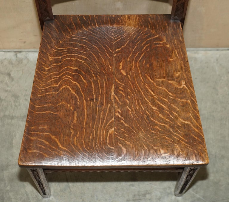 SIX ANTIQUE ORNATELY CARVED STEEPLE BACK WALNUT GOTHIC REVIVAL DiNING ...