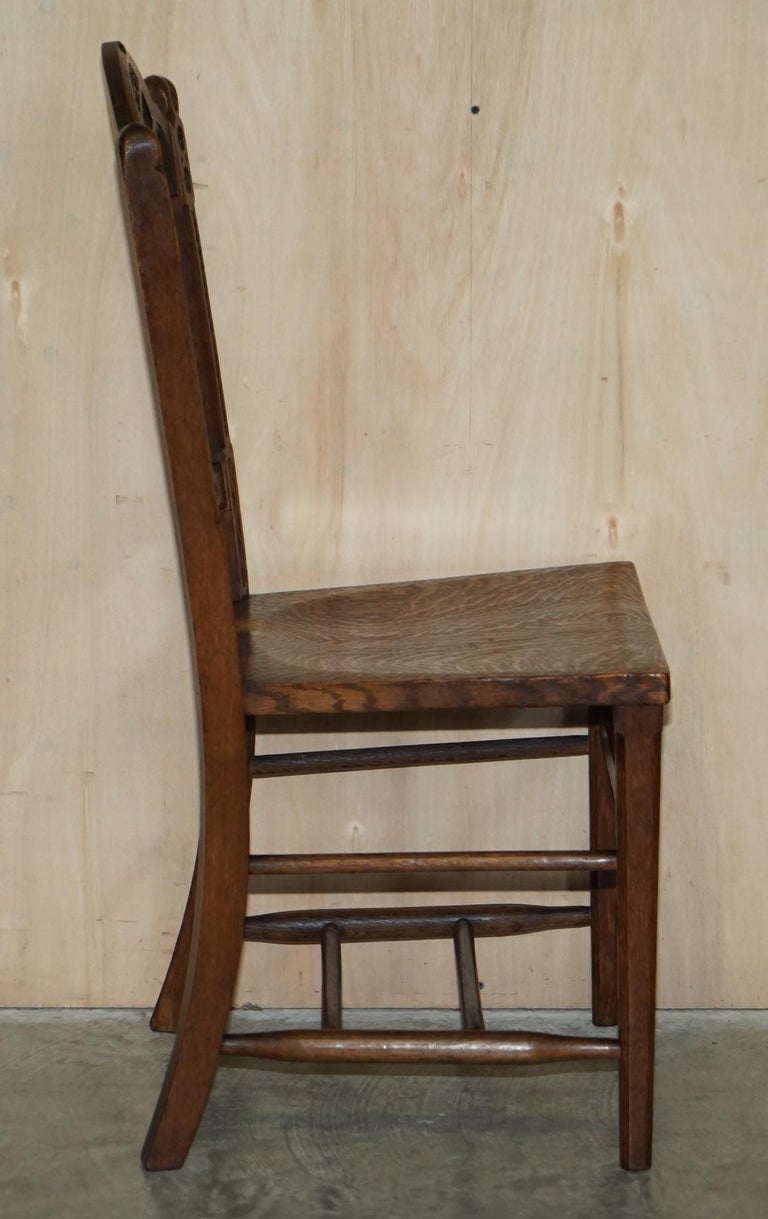 SIX ANTIQUE ORNATELY CARVED STEEPLE BACK WALNUT GOTHIC REVIVAL DiNING ...