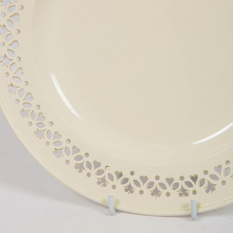 Six Antique Pierced Creamware Dinner Plates Made in England, circa 1790 ...