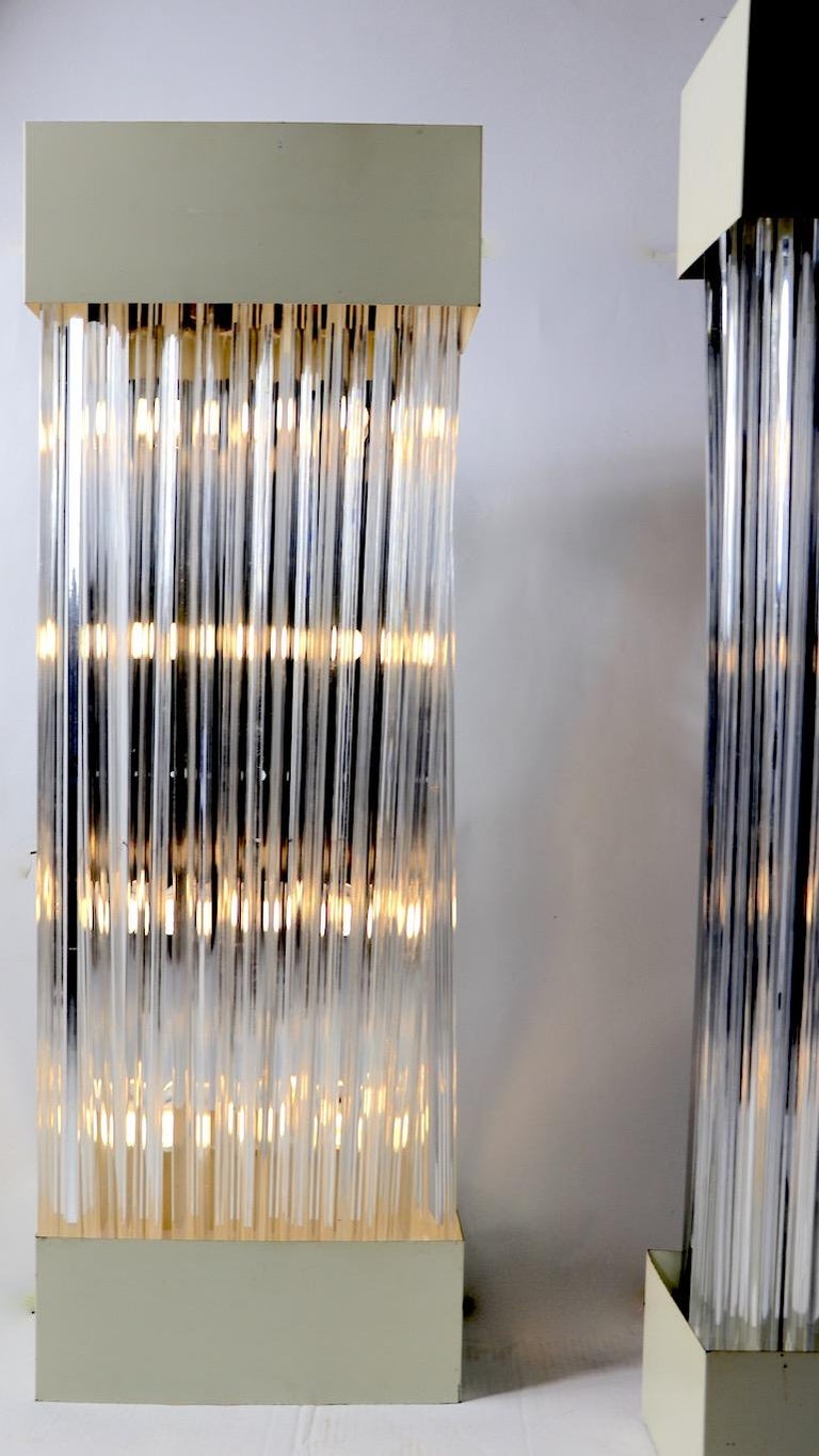 Six Architectural Scale Lucite and Steel Box Sconces For Sale at 1stDibs