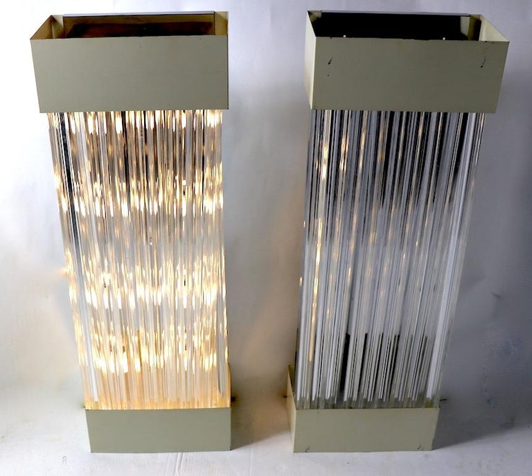 Six Architectural Scale Lucite and Steel Box Sconces For Sale at 1stDibs