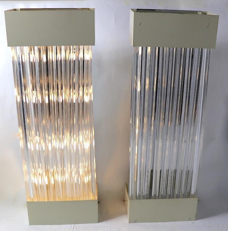 Six Architectural Scale Lucite and Steel Box Sconces For Sale at 1stDibs