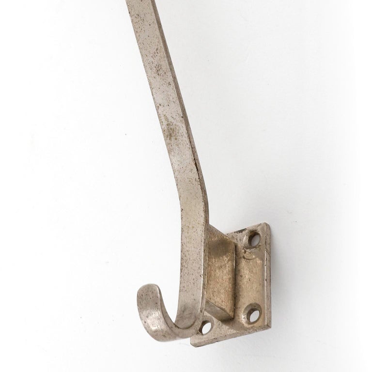 Six Art Deco Coat Wall Hooks, Nickel, 1930s at 1stDibs