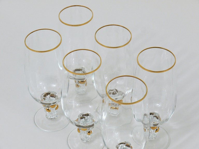 Six Beautiful Danish Lyngby Gold Drinking Glasses, 1960s For Sale at ...