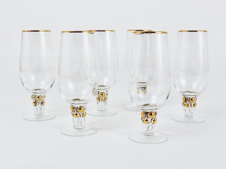 Six Beautiful Danish Lyngby Gold Drinking Glasses, 1960s For Sale at ...
