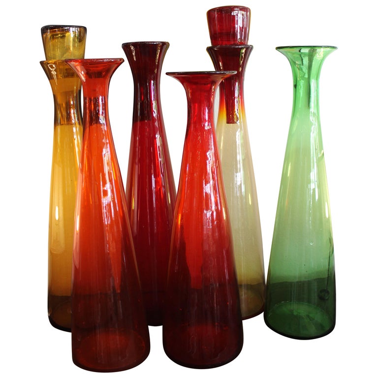 Six Blenko Bottles at 1stDibs