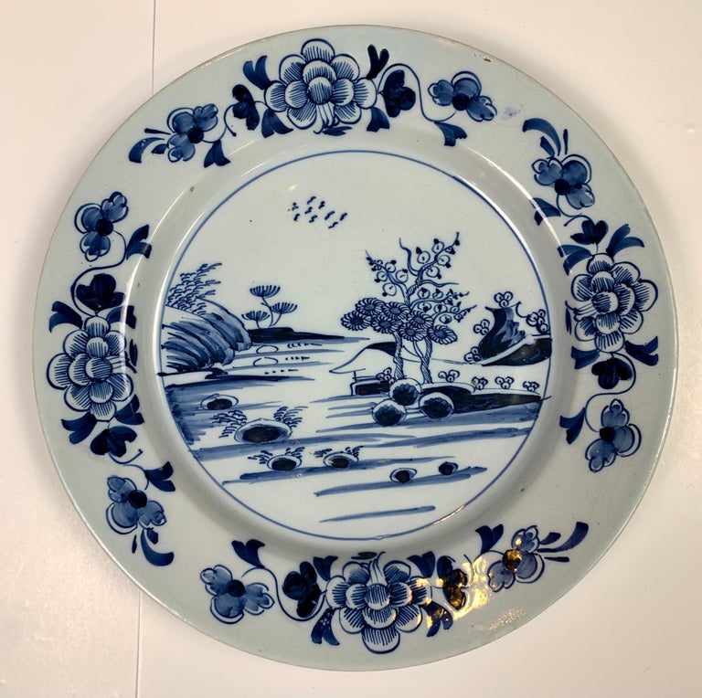 Six blue and white Delft chargers dating from the mid-18th century to ...