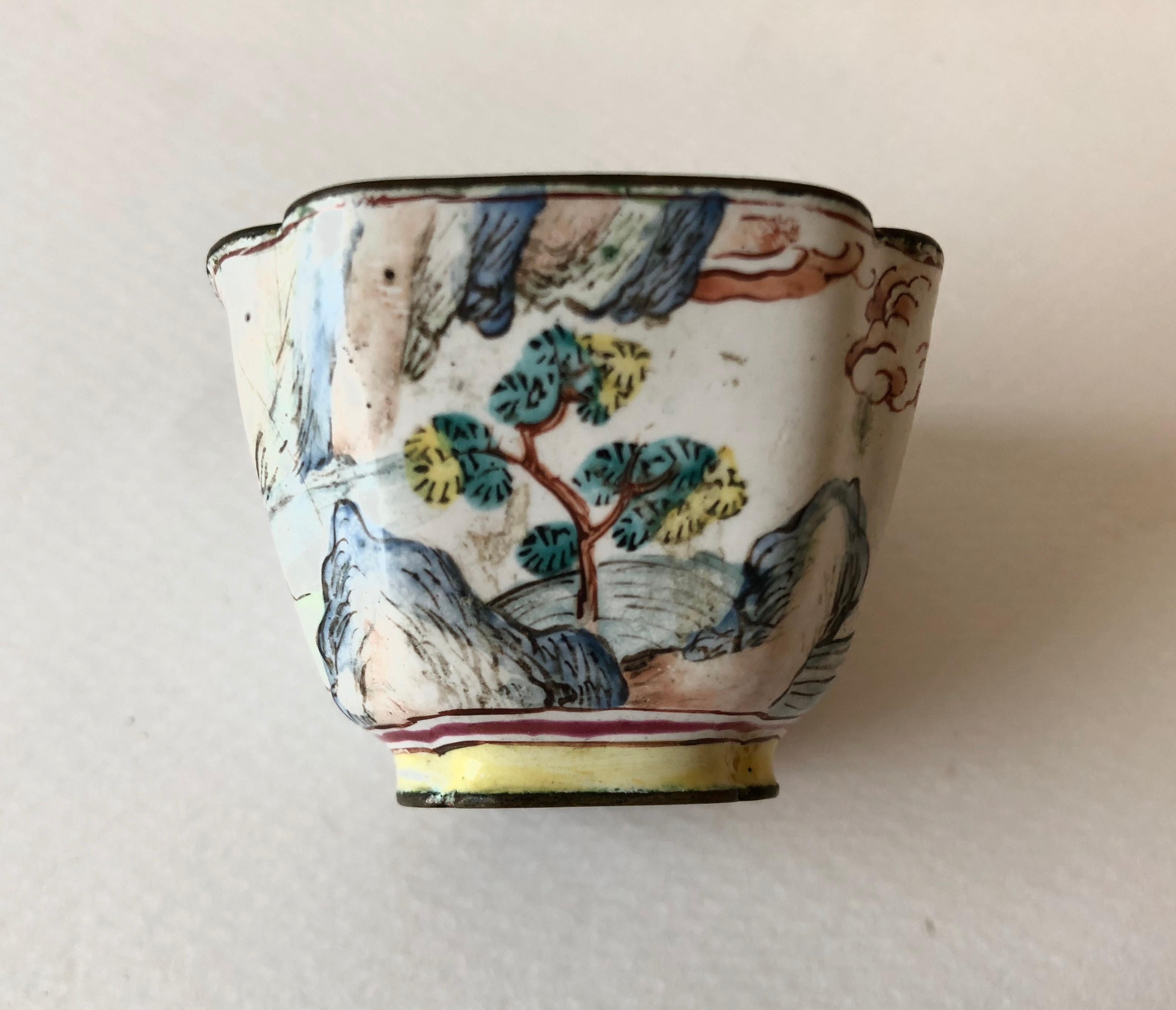 Six Canton Enamel Cup and Saucers at 1stDibs