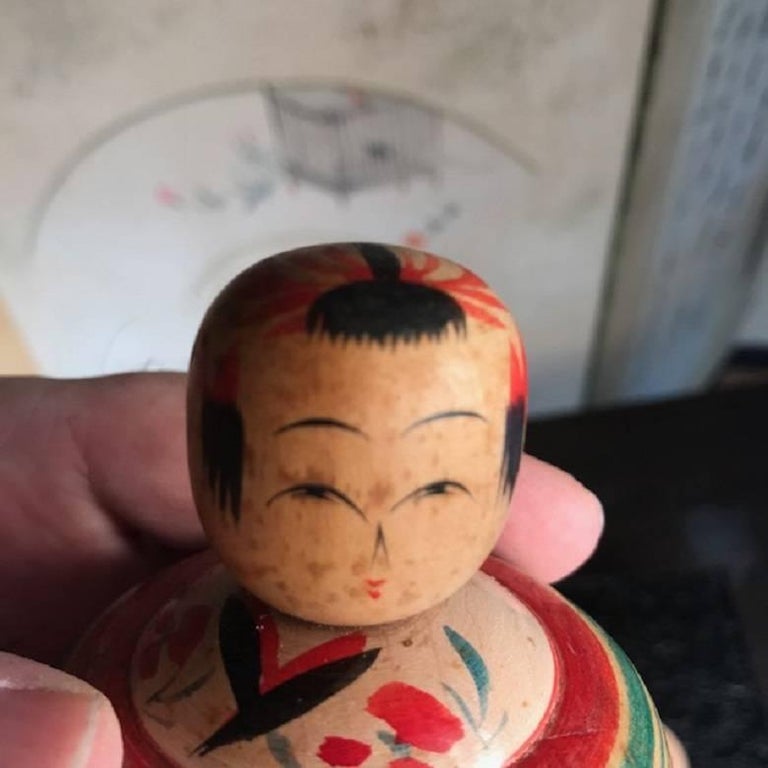 Six Charming Japanese Hand-Painted "Roly Poly" Kokeshi Dolls All Old ...