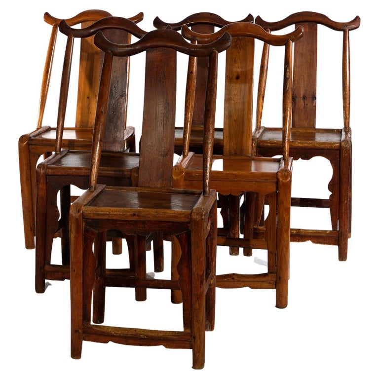 Six Chinese Hand Crafted Carved and Pegged Hardwood Dining Chairs ...