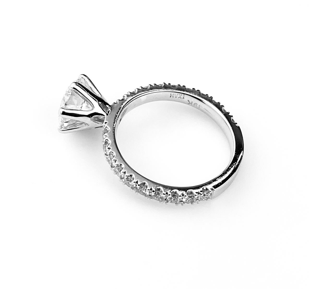 Six-Claw Solitaire Round Cut Diamond Engagement Ring in White Gold For ...