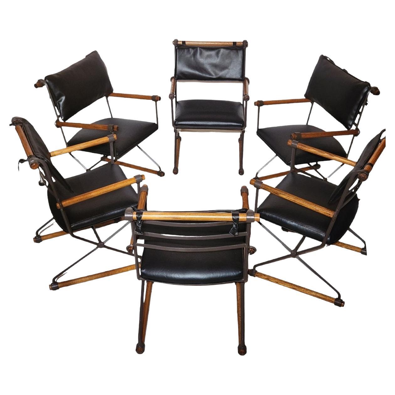 Six Cleo Baldon Chocolate Lacquer Wrought Iron Indoor Outdoor Chairs ...
