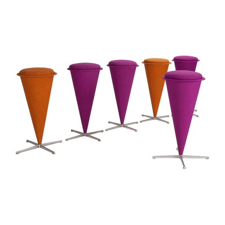 Six Cone Stools by Verner Panton For Sale at 1stDibs | ice cream cone stool, cone shaped bar stools