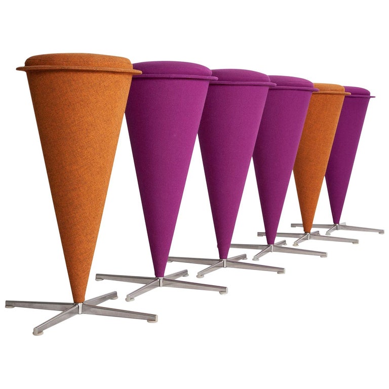 Six Cone Stools by Verner Panton For Sale at 1stDibs