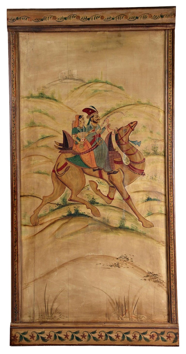 Six Decorative Lacquered Panels with Hindu Paintings, circa 1920-1930 ...