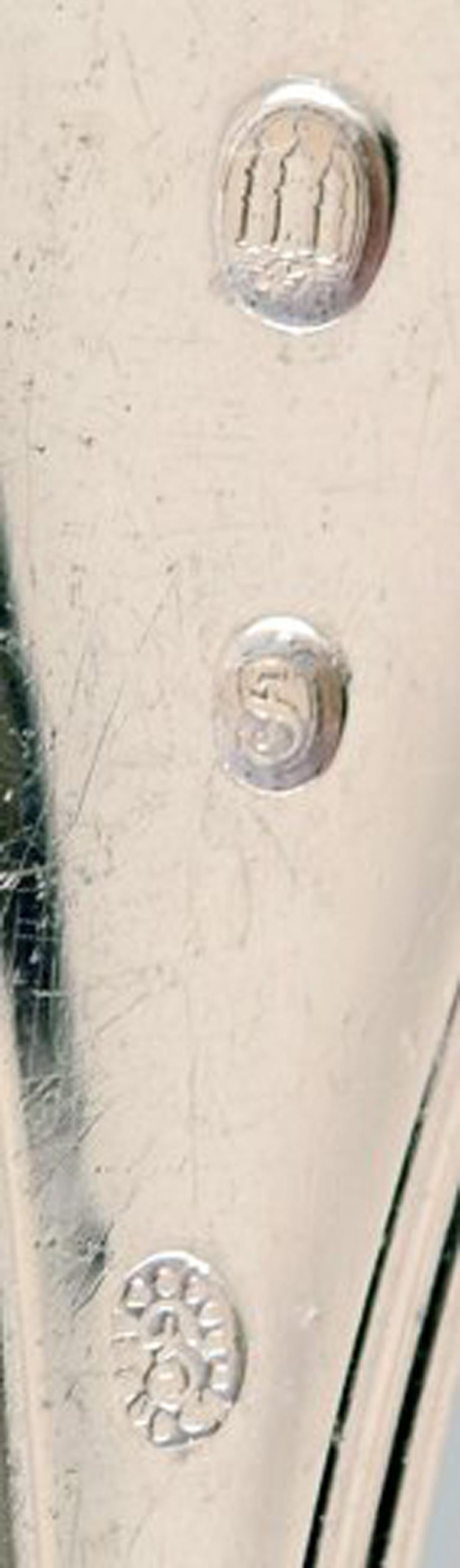 Six Dessert Spoons, Old Rifled, Danish Silver 0.830. Guardein: Jens ...