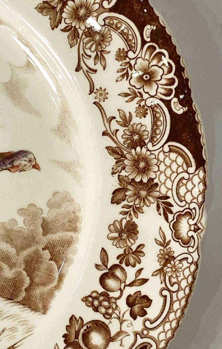 Six English Transfer-Ware Turkey Plates, Wild Turkey Flying by Johnson ...