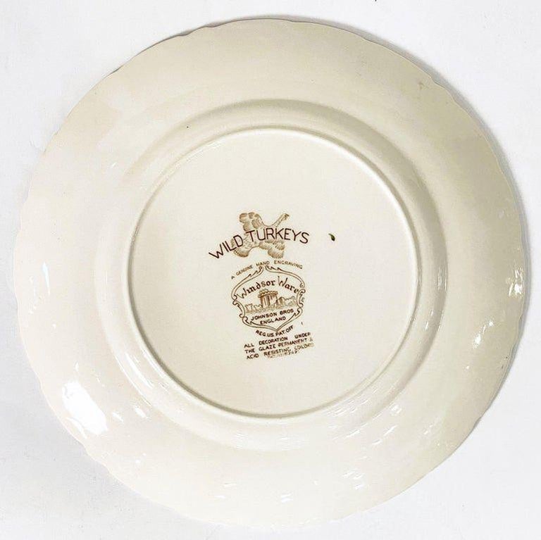 Six English Transfer-Ware Turkey Plates, Wild Turkey Flying by Johnson ...