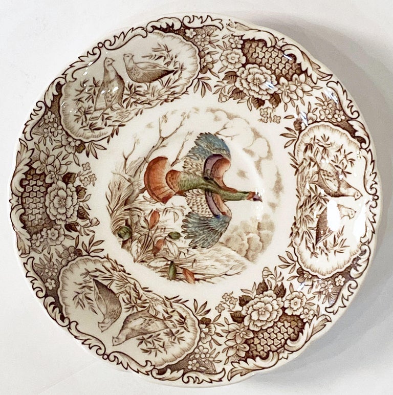 Six English Turkey Cups and Saucers, Wild Turkey Flying by Johnson ...