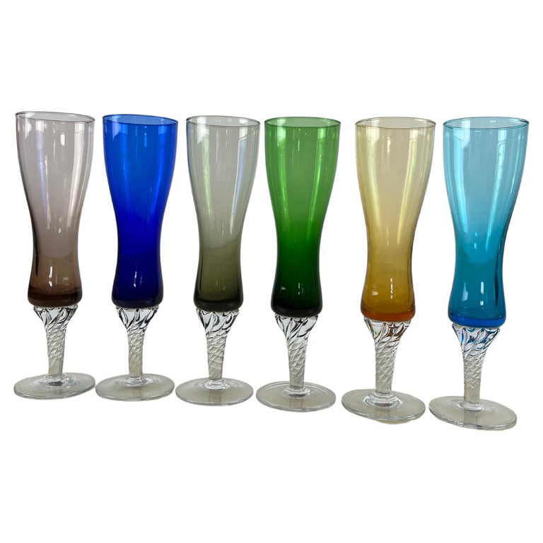 Six Flutes in Colored Murano Glass, Italy, 1960 For Sale at 1stDibs