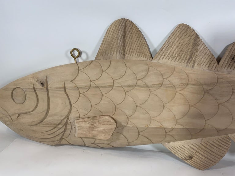 Six Foot Carved Wood Codfish For Sale at 1stDibs